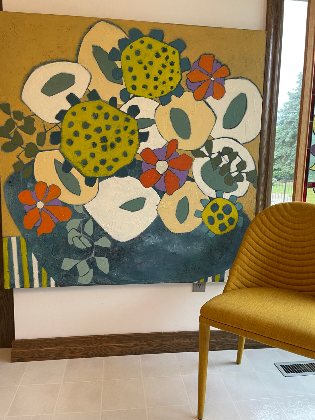 “In Full Bloom” $2600 - 48”x 48” Acrylic paint on gallery depth canvas ...