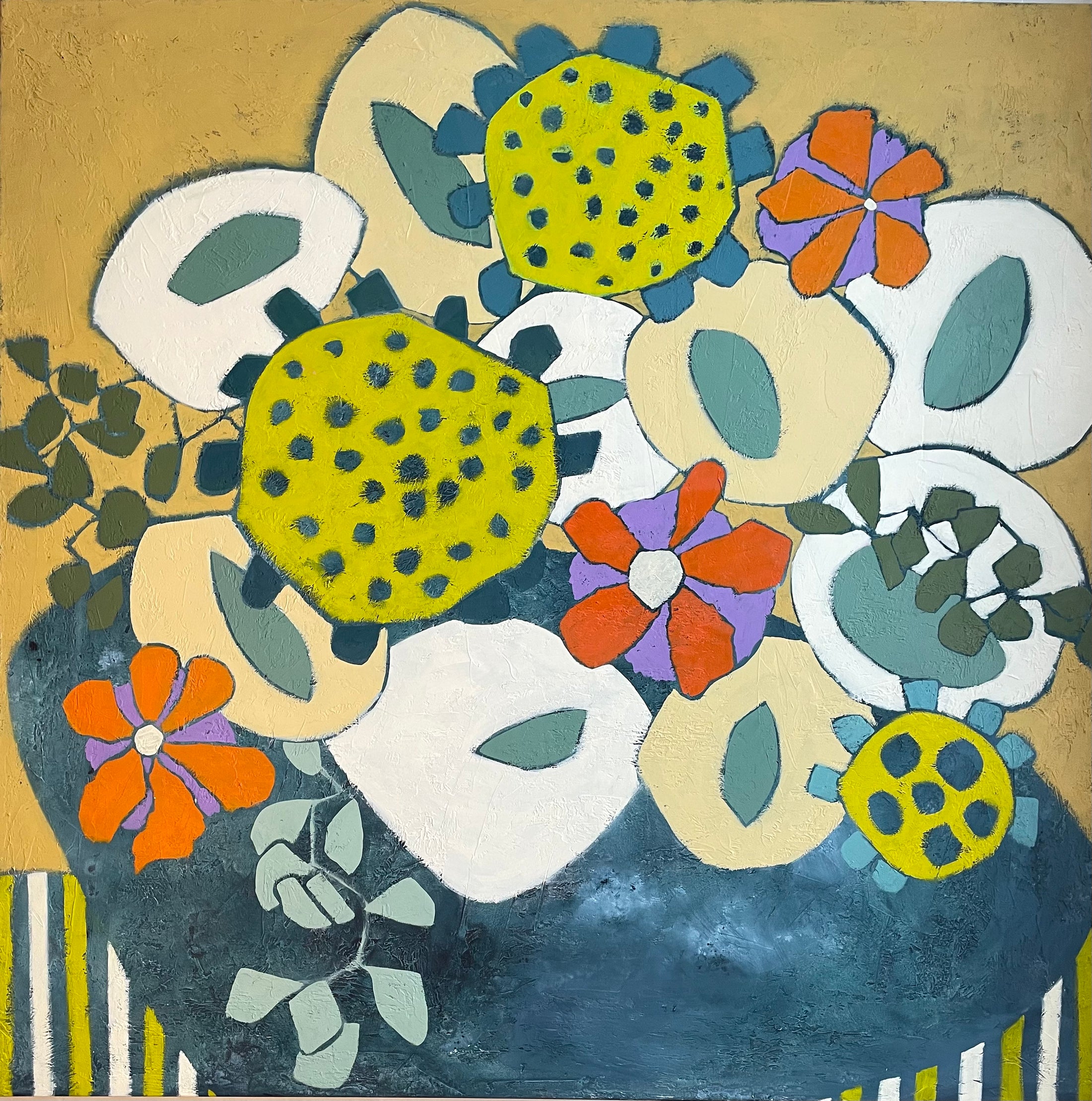 “In Full Bloom” $2600 - 48”x 48” Acrylic paint on gallery depth canvas ...