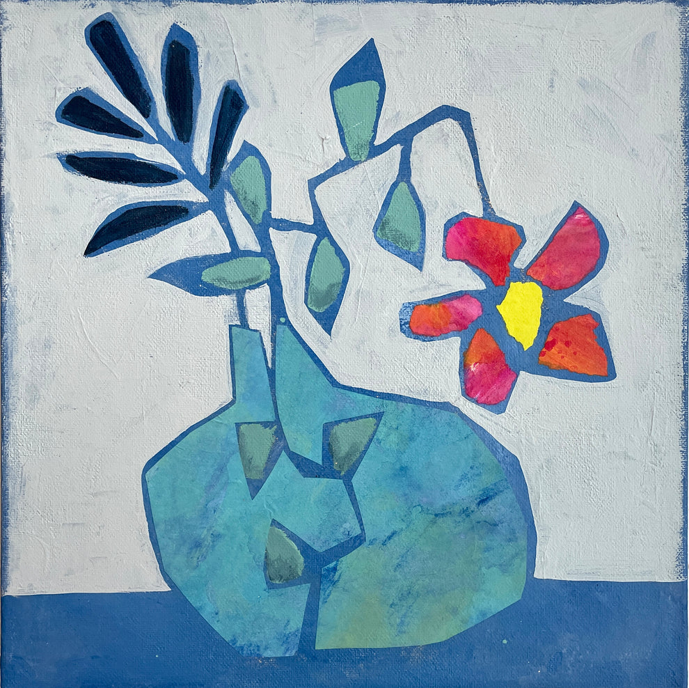 "Hello Blue" $350 - 12"x 12" Mixed media on gallery depth canvas ...